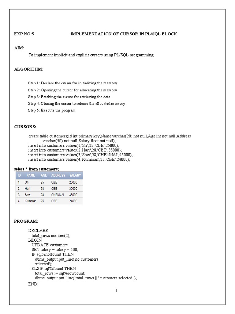 19cb408 Dbms Lab Experiment 5 To 8 Pdf Pl Sql Information Technology Management