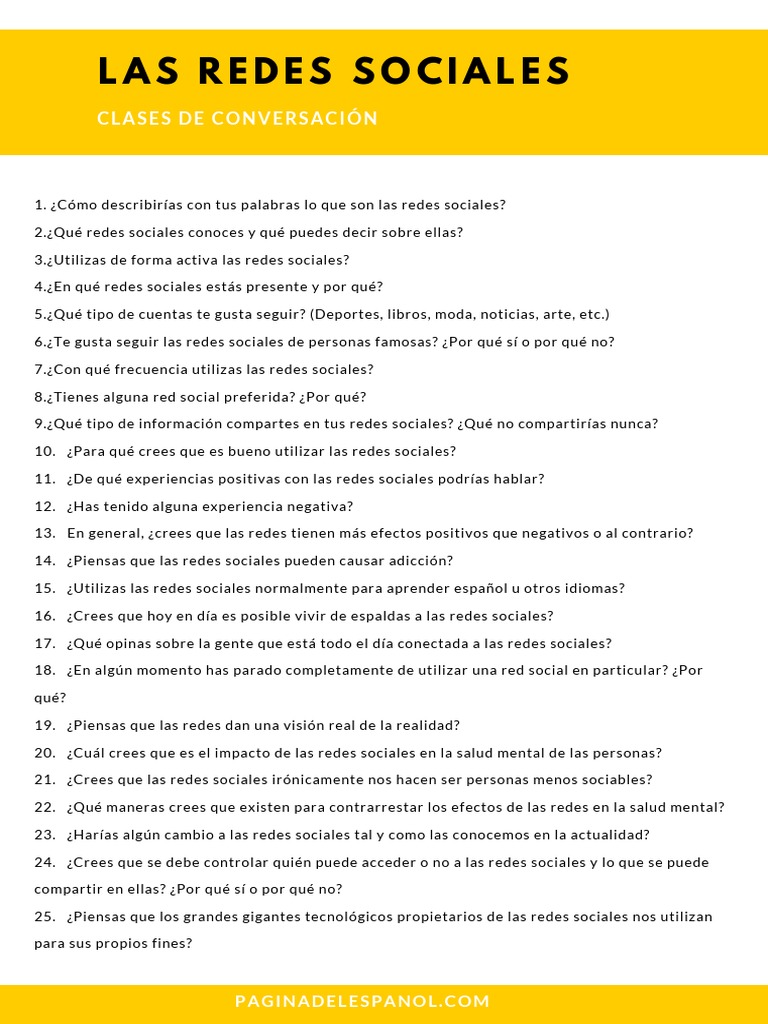 Clases de Conversacion Las Redes Sociales | PDF