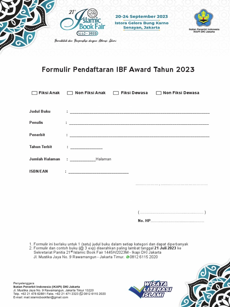 Formulir IBF Award 2023 | PDF | Game & Aktivitas