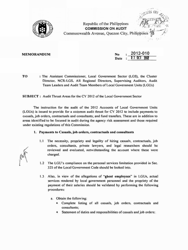 Coa M2012-010 | PDF | Audit | Identity Document