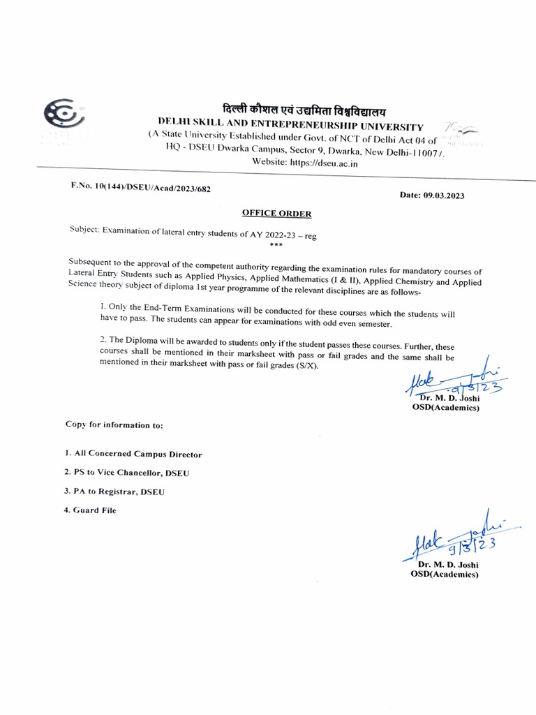 Office Order LE Students | PDF | Educational Stages