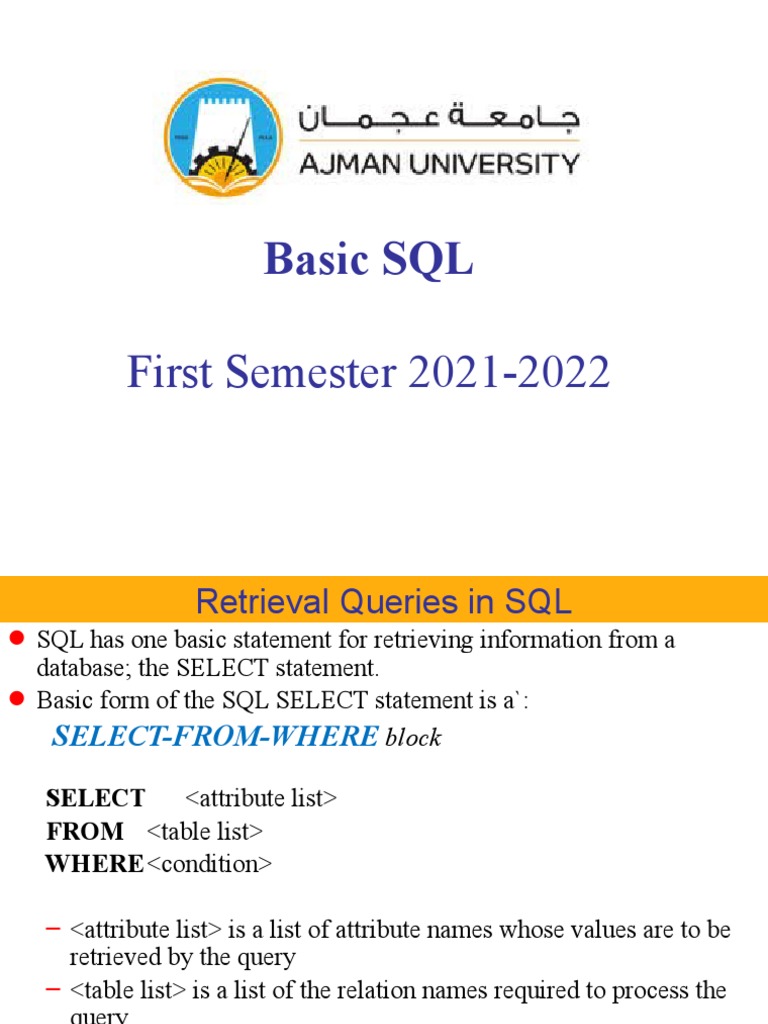 Dbms Int302 Unit#2 A SQL Part I 2022 1 | PDF | Databases | Sql