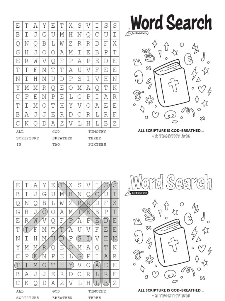 2 Timothy 3:16 Word Search Activity | PDF