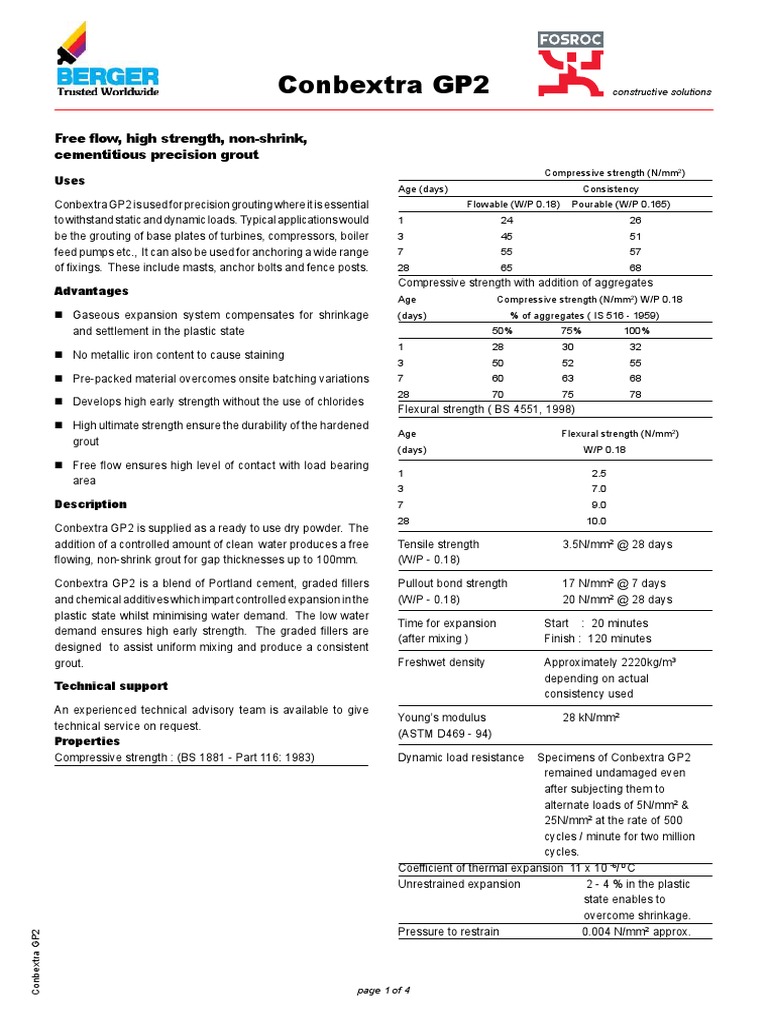 TDS Conbextra GP2 BFL | PDF | Shelf Life | Strength Of Materials