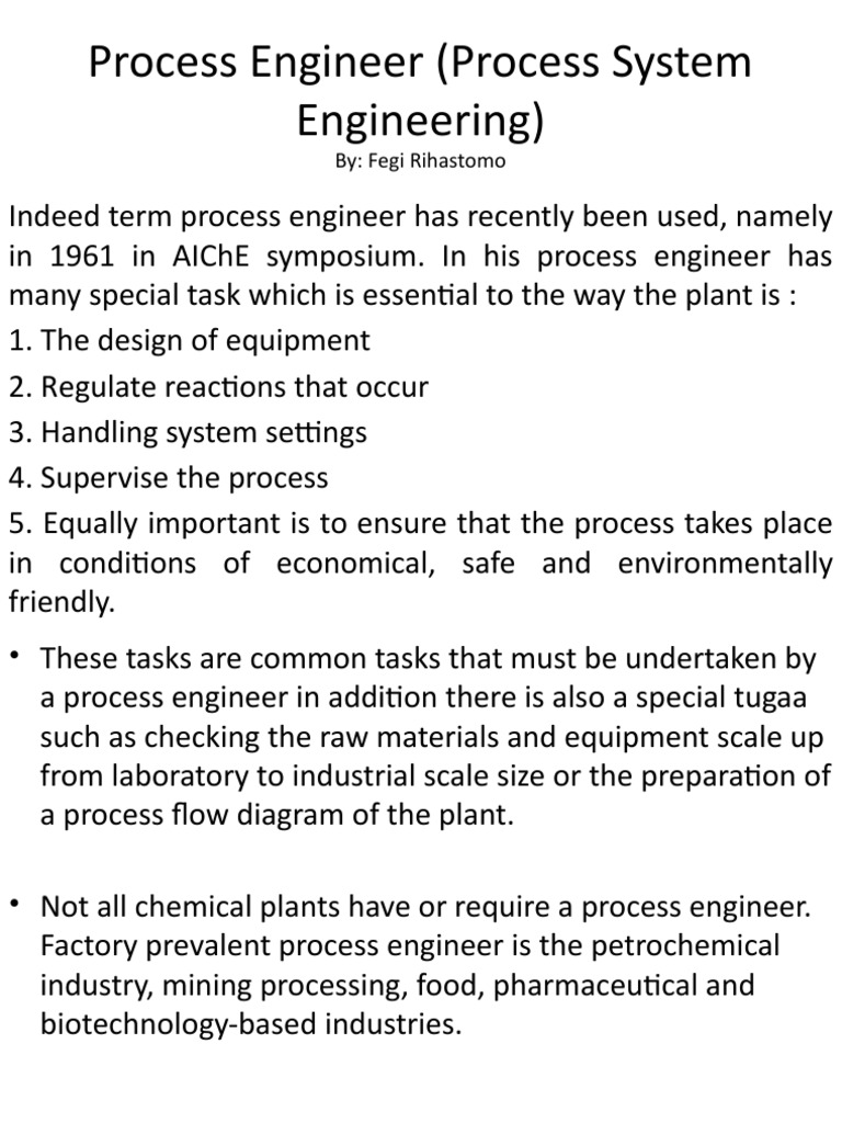 Process Engineer (Process System Engineering) | PDF
