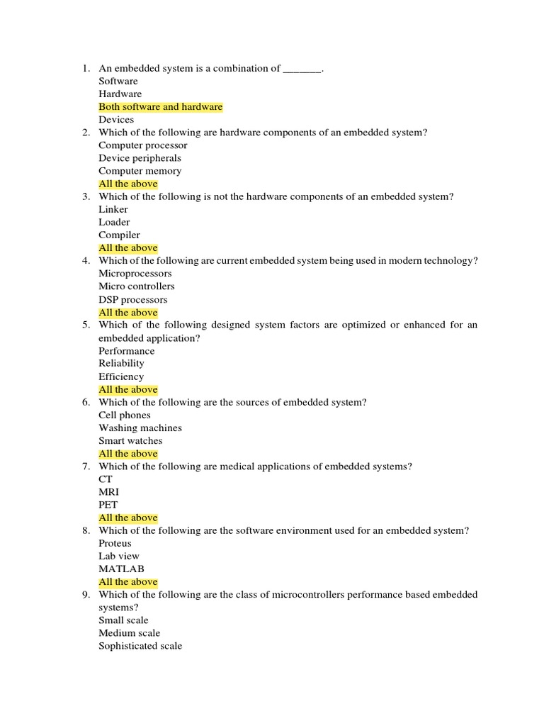 Embadded MCQ | Download Free PDF | Embedded System | Microcontroller