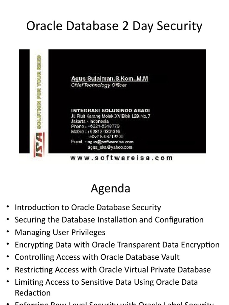 Oracle Database Security | PDF | Databases | Pl/Sql