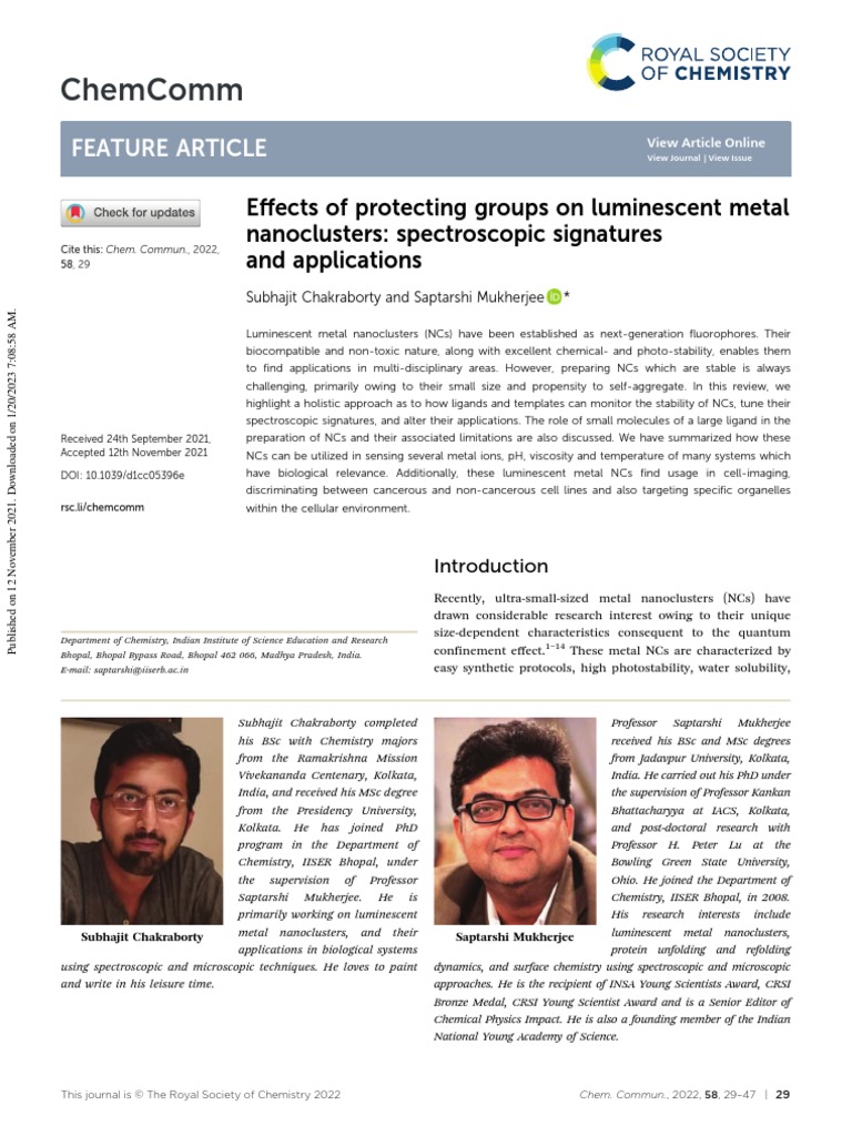 Protecting Groups in Luminescent Metal Nanoclusters | PDF | Materials ...