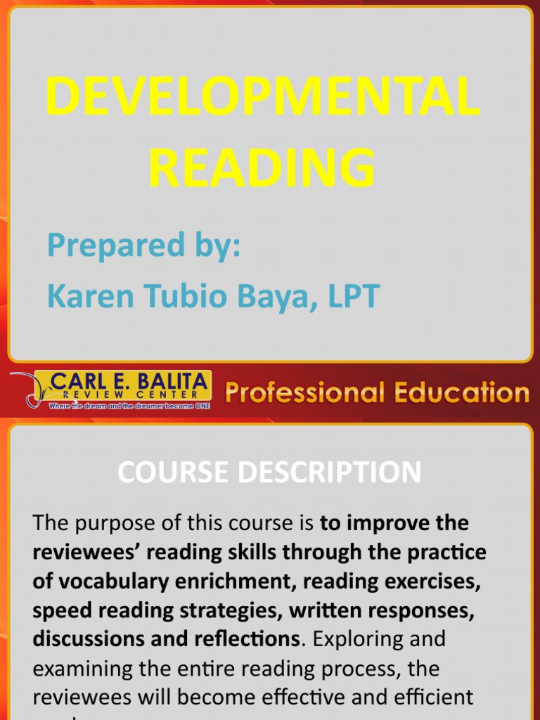 Developmental Reading Final Lecture | PDF | Reading Comprehension ...