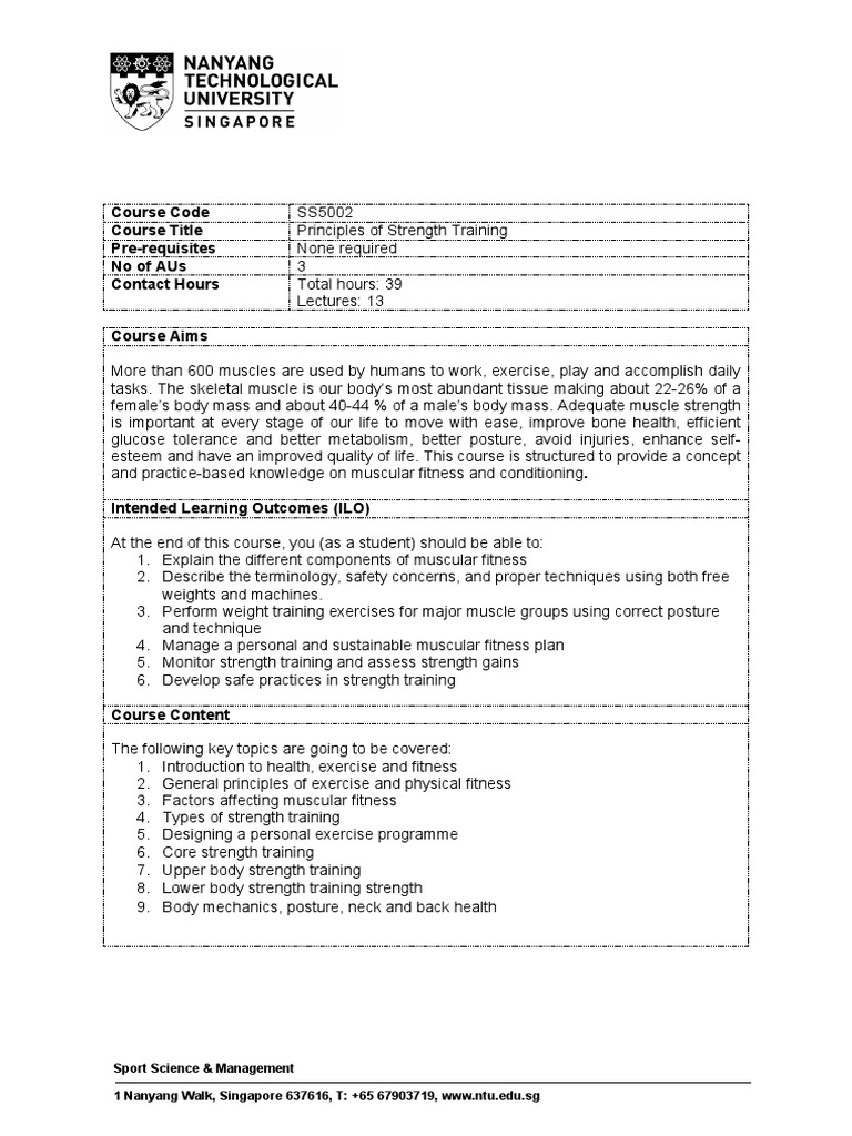 ss5002 - Principles of Strength Training | PDF