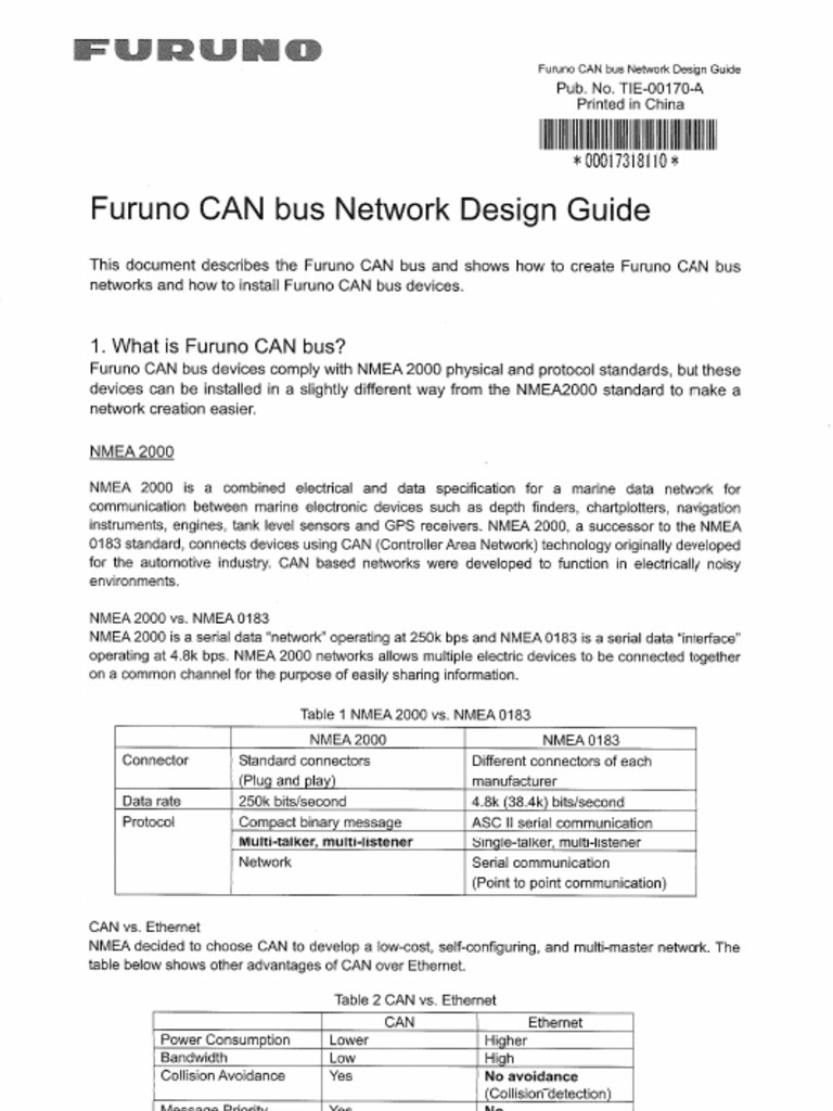 Furuno CANbus Network Design Guide | PDF