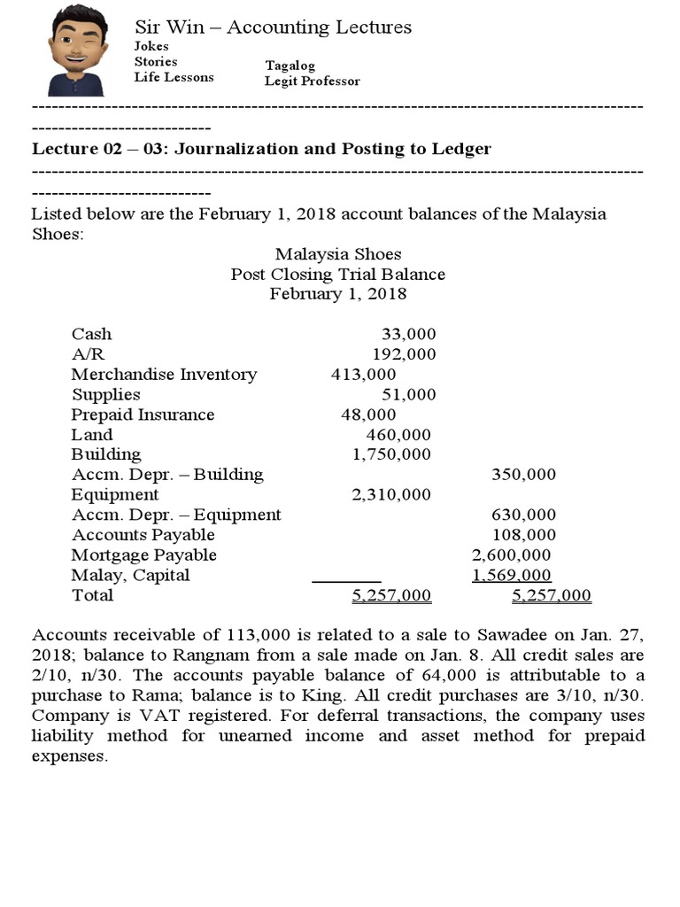 Lecture 02 and 03 Journalization and Posting To Ledger | PDF