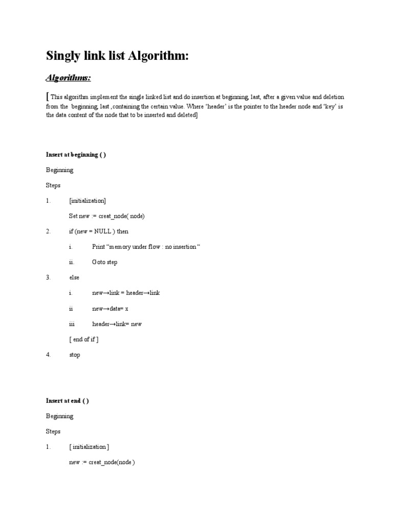 Link List Algorithm Pdf Pointer Computer Programming Algorithms 4522
