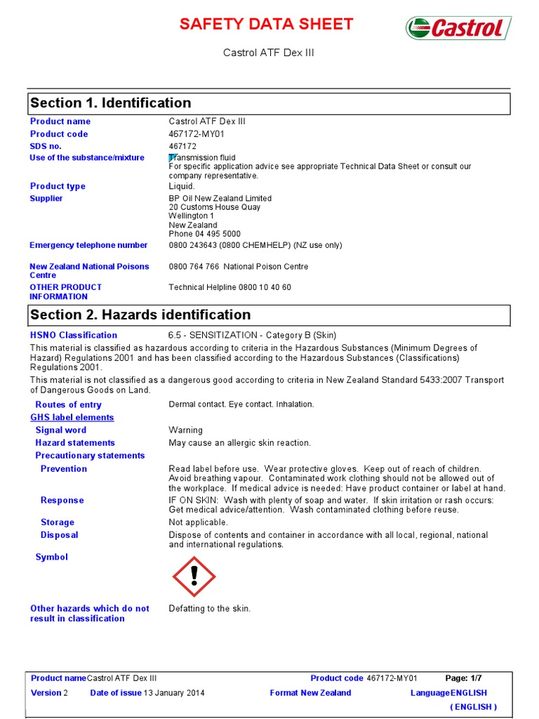 Castrol | PDF | Personal Protective Equipment | Dangerous Goods