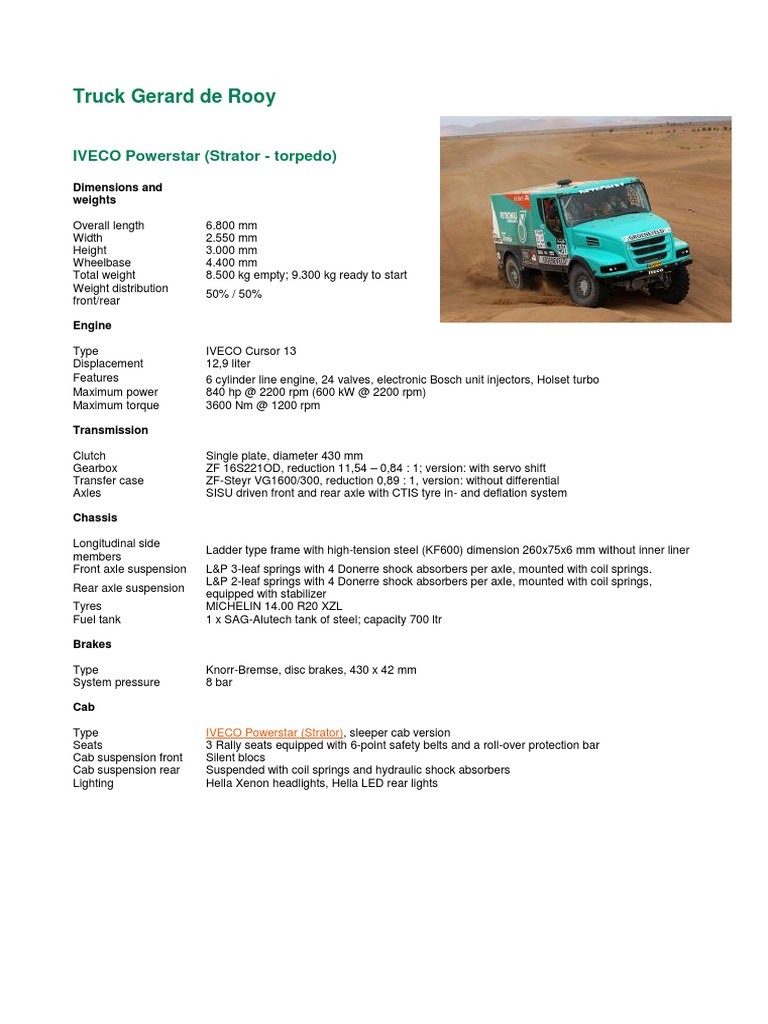 IVECO Powerstar Truck Specifications | PDF | Computers | Technology ...