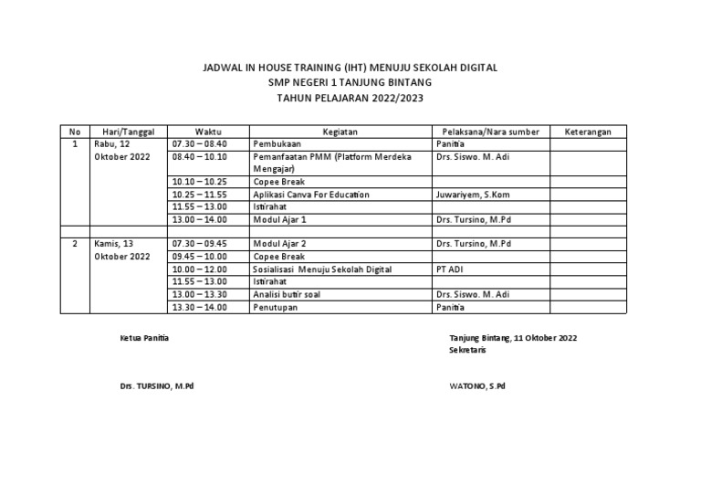Jadwal Iht | PDF