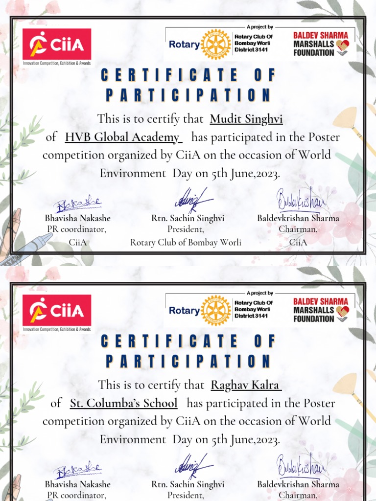 Poster Competition Certificate | PDF