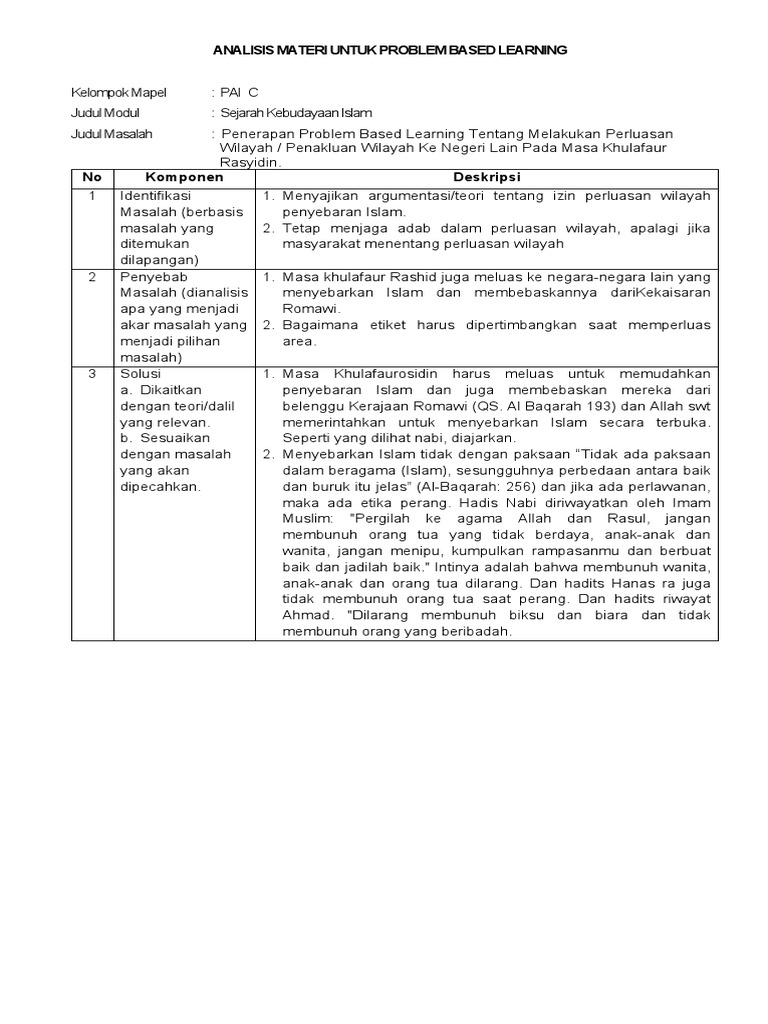 Analisis Materi Untuk Problem Based Learning Modul 6 | PDF