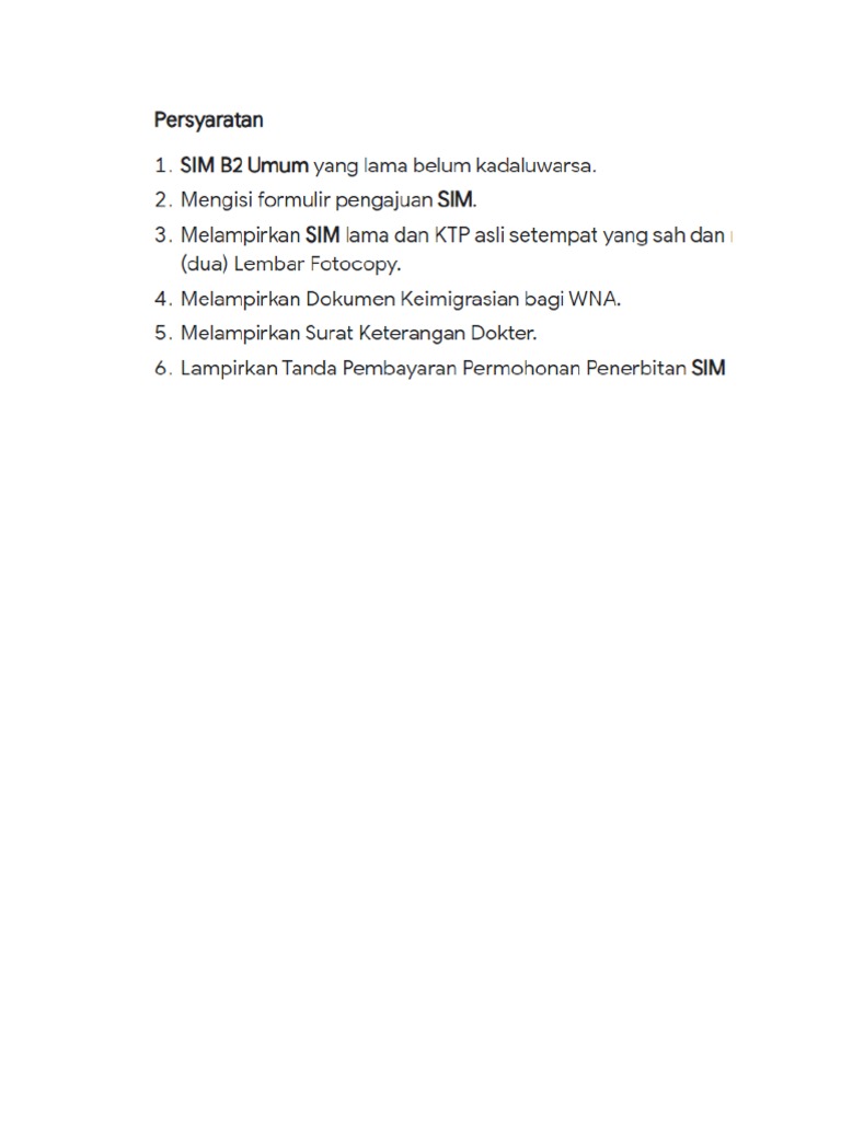 Cara Memperpanjang Sim B2 Umum | PDF