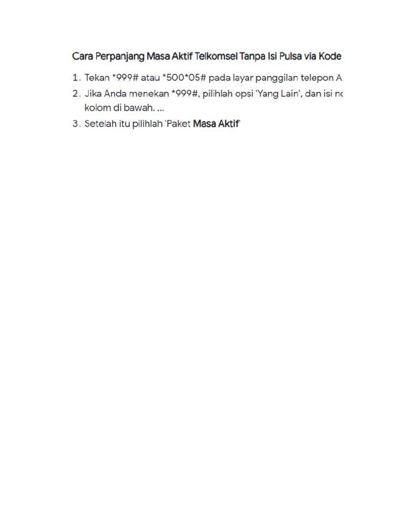 Cara Memperpanjang Masa Aktif Kartu Telkomsel | PDF