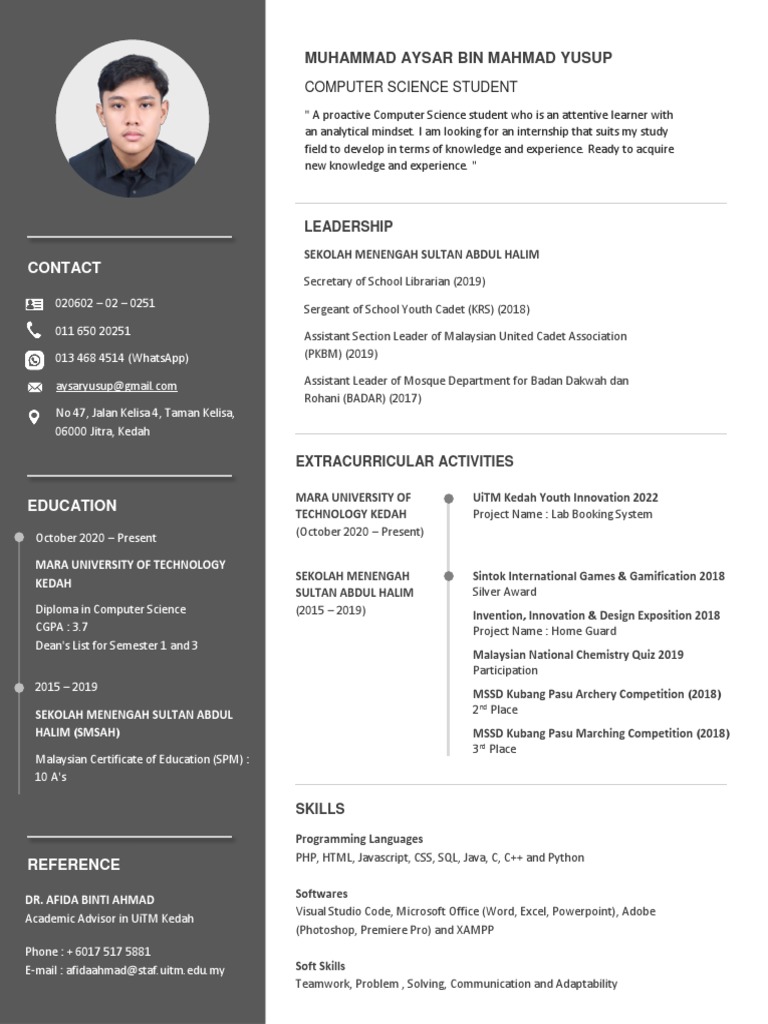 Contact: Muhammad Aysar Bin Mahmad Yusup | PDF | Computing | Software Development