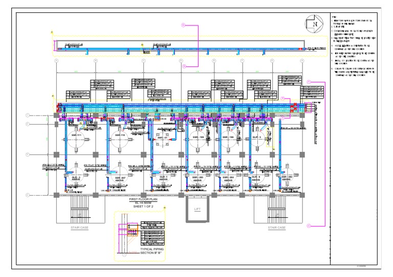 Utility Piping Layout First Floor Sheet-1 of 2 | PDF | Civil Engineering