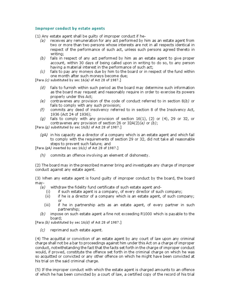 Improper Conduct by Estate Agents | PDF Improper Conduct by Estate Agents | PDF