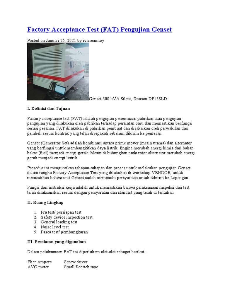 Factory Acceptance Test | PDF