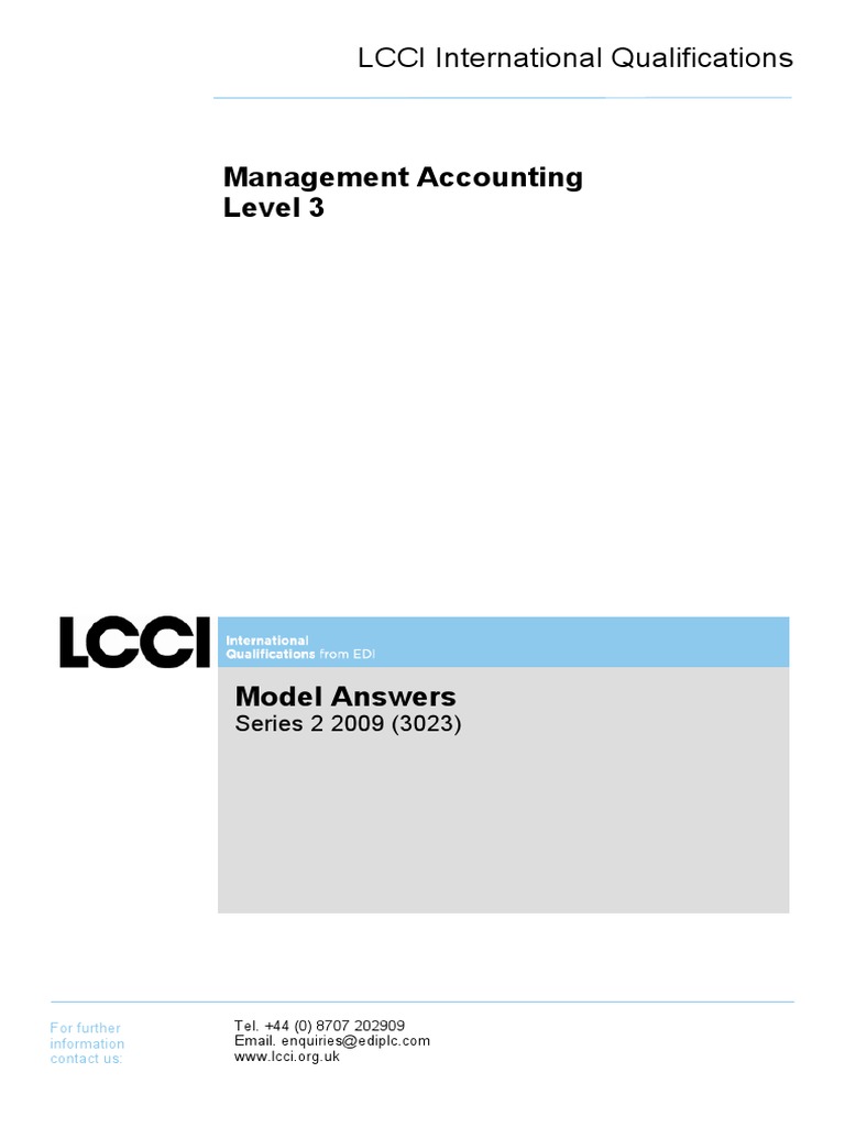 Management Accounting Model Answers Series 2 2009 | PDF