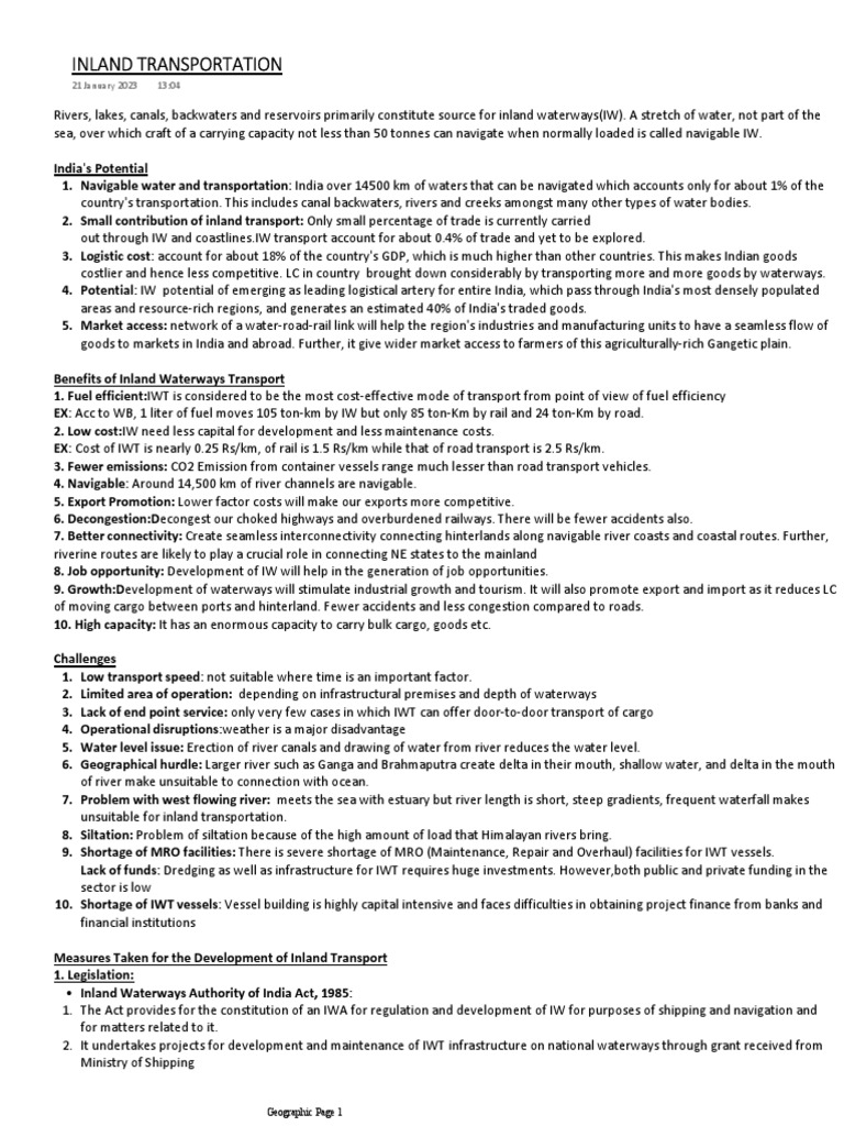 Inland Transportation | PDF | Transport | Infrastructure