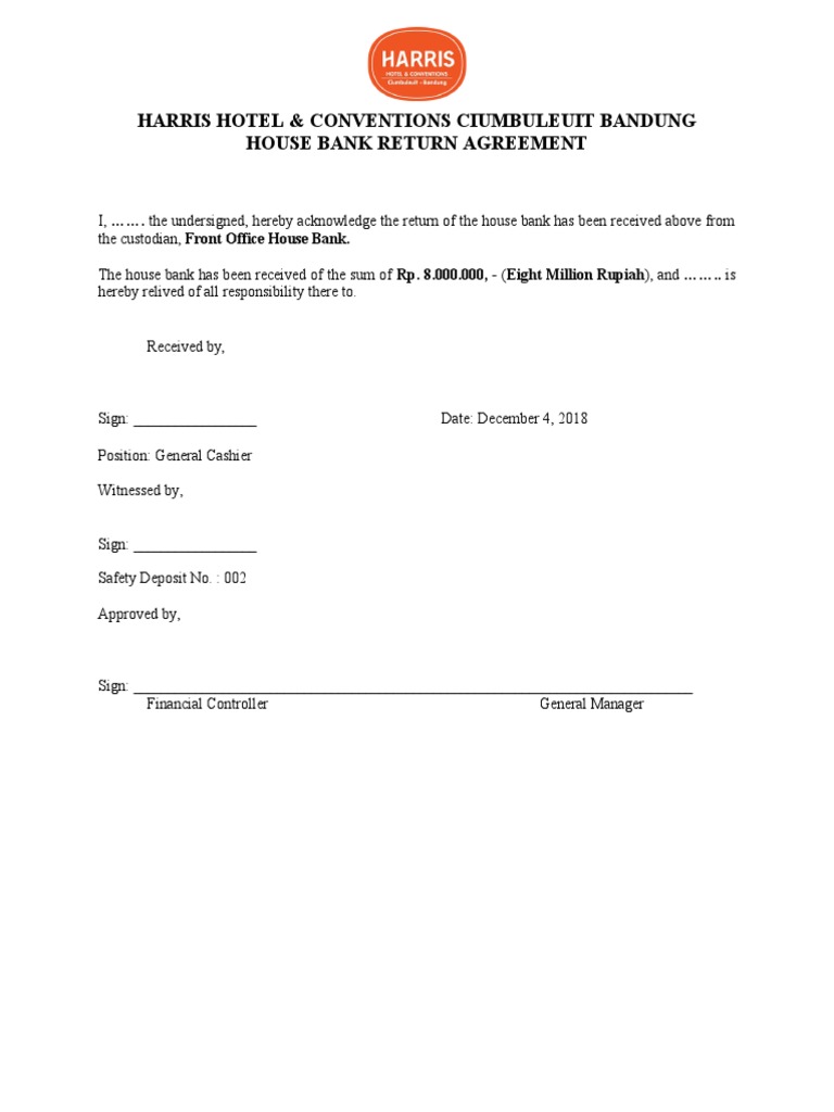 Hotel Finance Document Acknowledgment | PDF