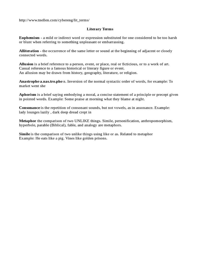 Literary Terms | PDF