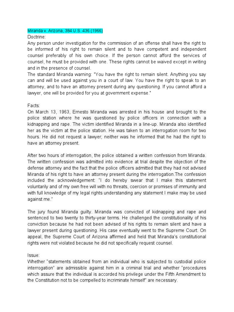 Crimpro Digests | PDF | Fifth Amendment To The United States ...