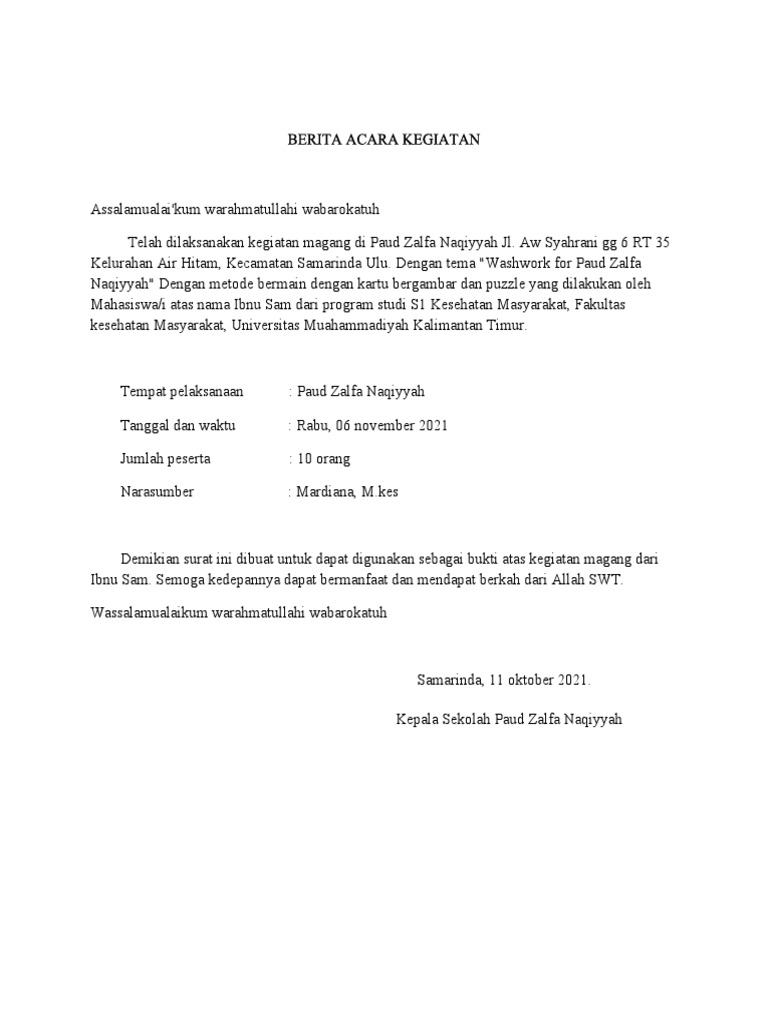 BERITA ACARA Kegiatan | PDF