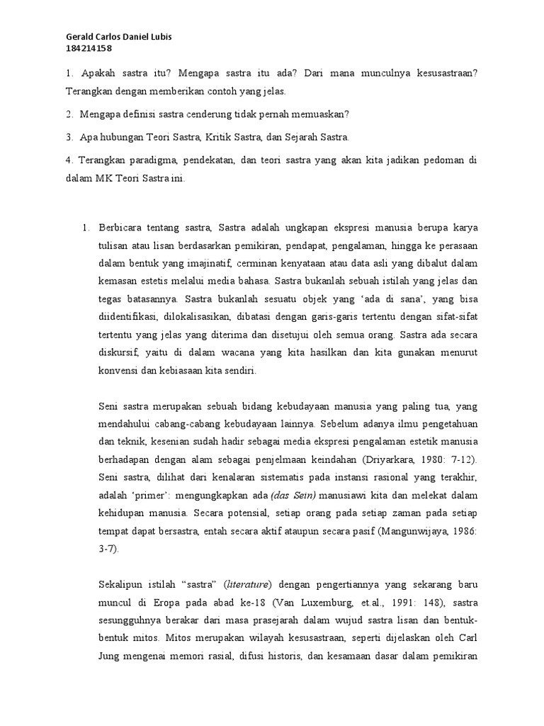 Pengantar Teori Sastra | PDF