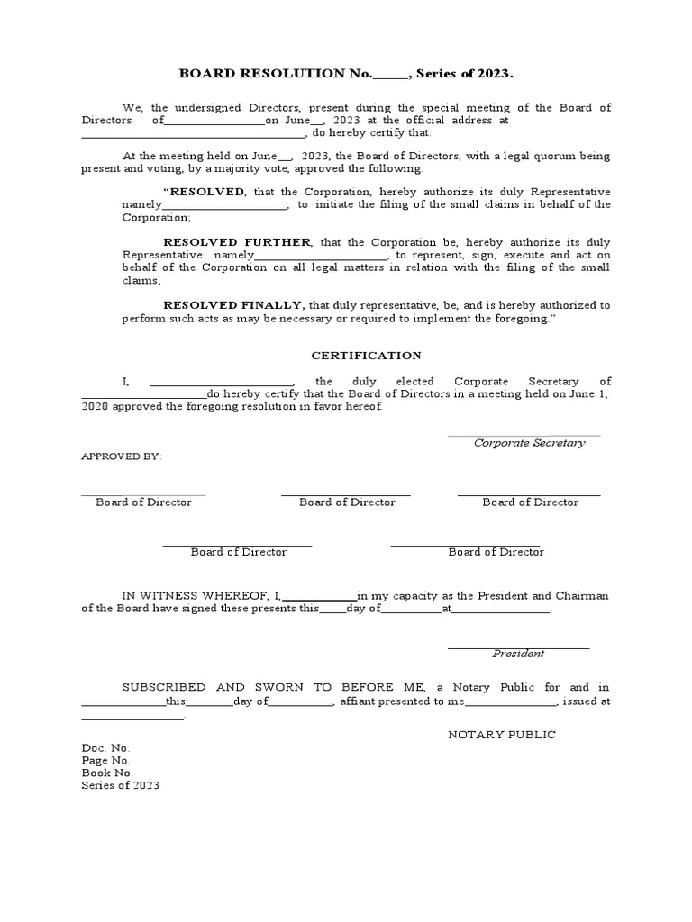 Board Resolution As Representative | PDF | Law