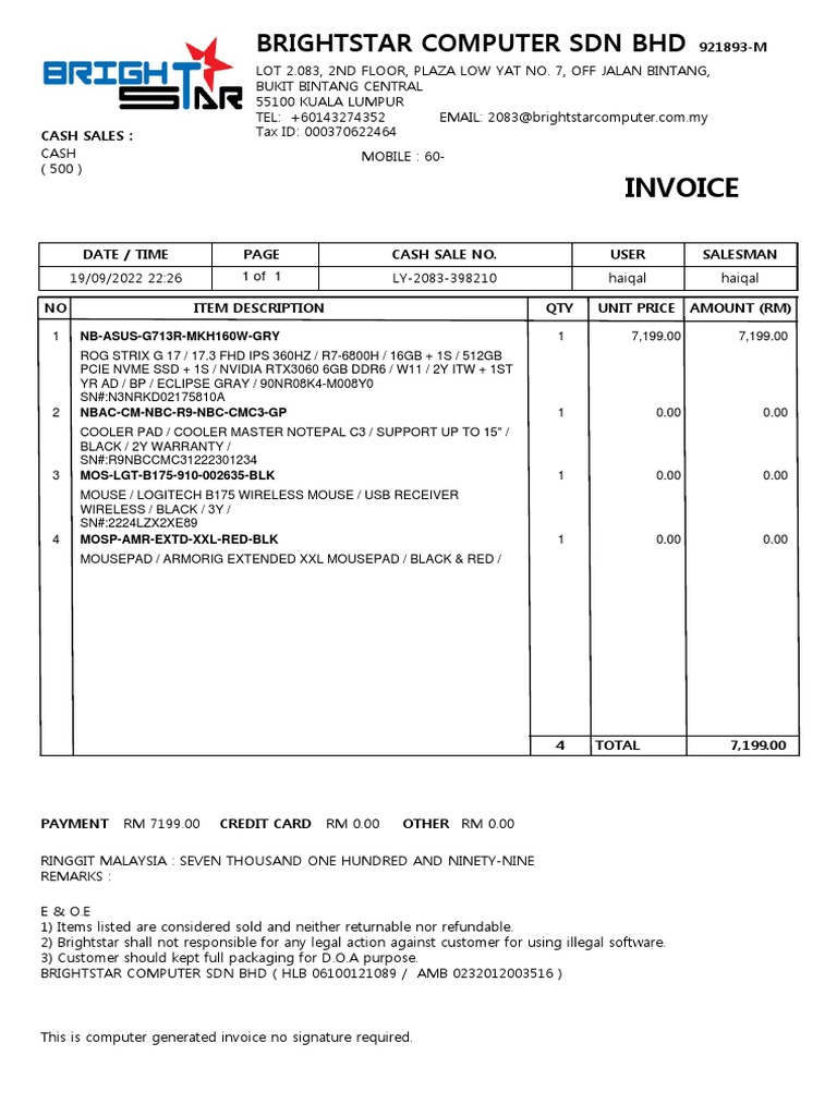 Invoice 398210 | PDF | Computer Hardware | Computing