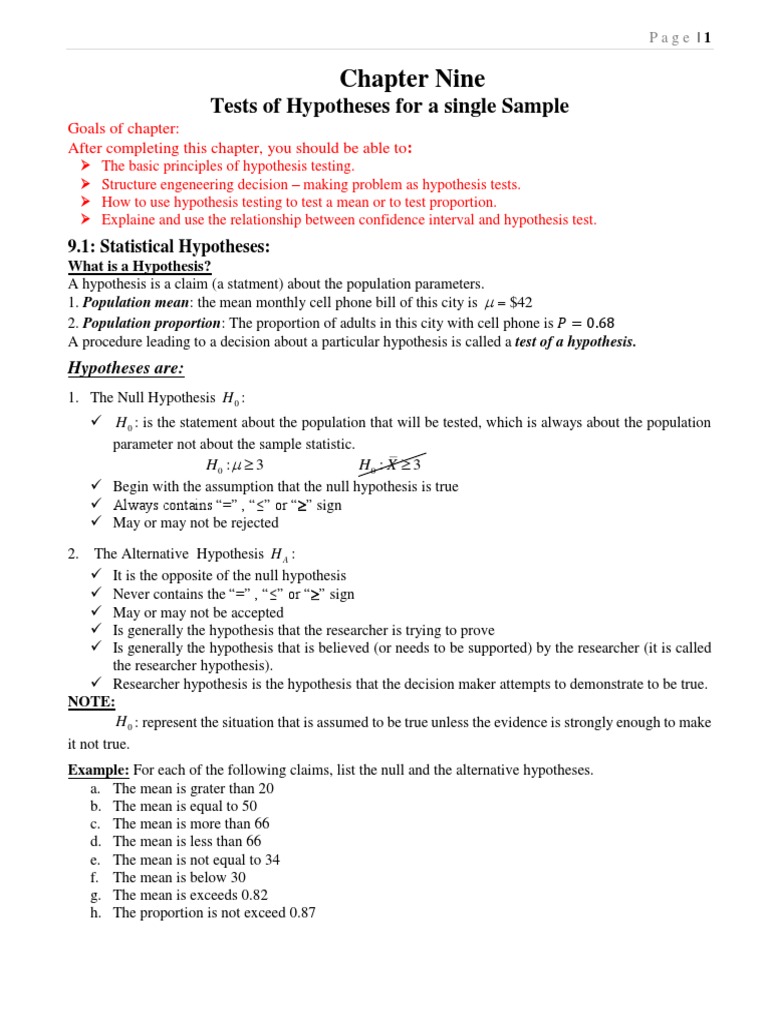Applied Statistics and Probability For Engineers Chapter - 9 | PDF
