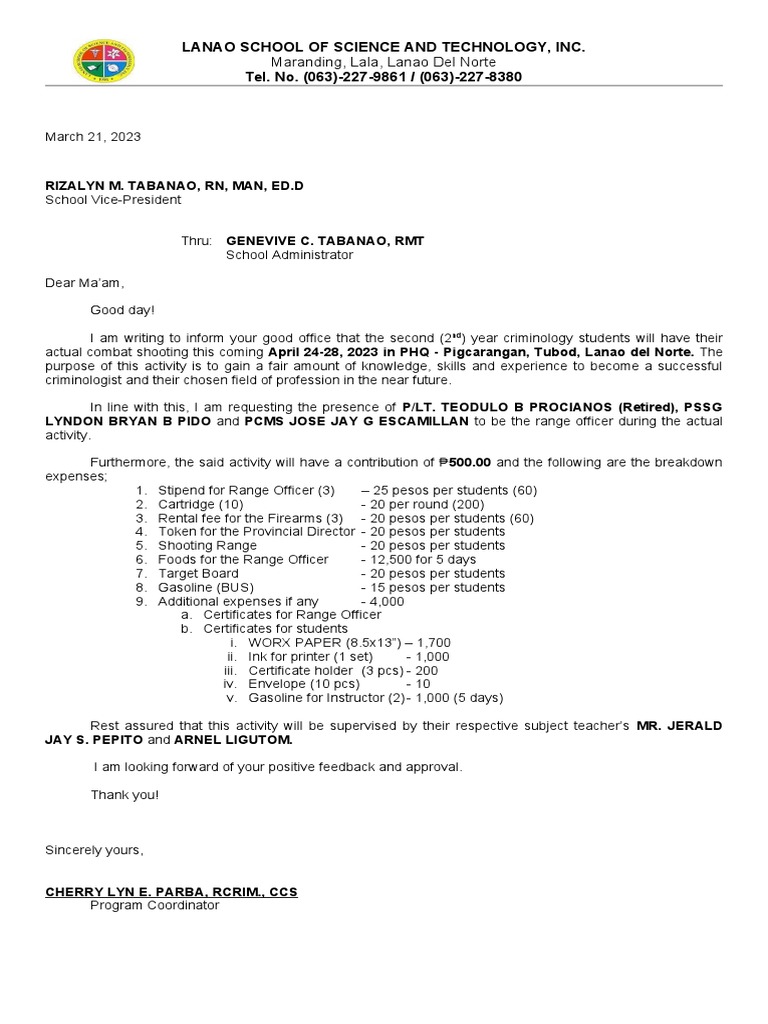 Letter For Combat Shooting | PDF