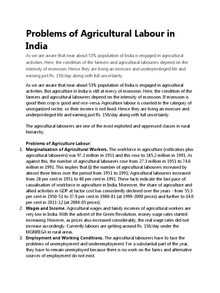 Problems of Agricultural Labour in India | PDF | Agriculture | Child Labour