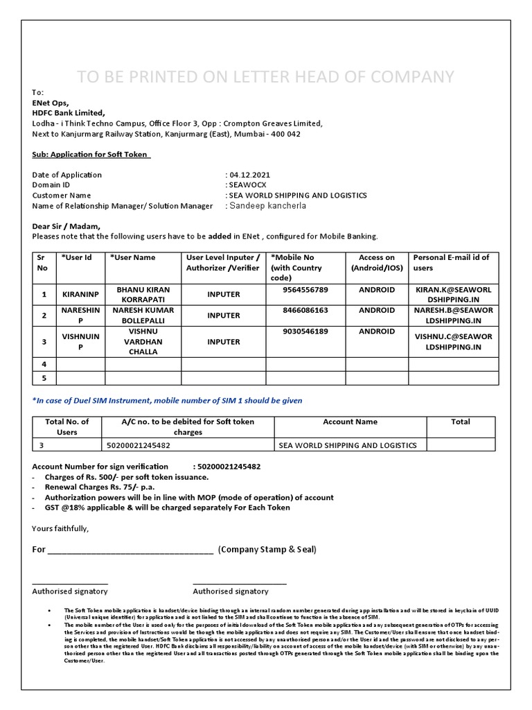 Soft Token_issuance_request_form | PDF | Mobile App | Computer Science