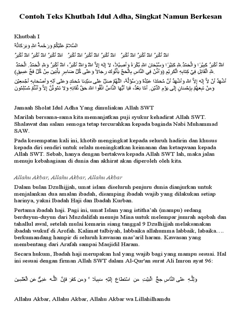 Contoh Teks Khutbah Idul Adha | PDF