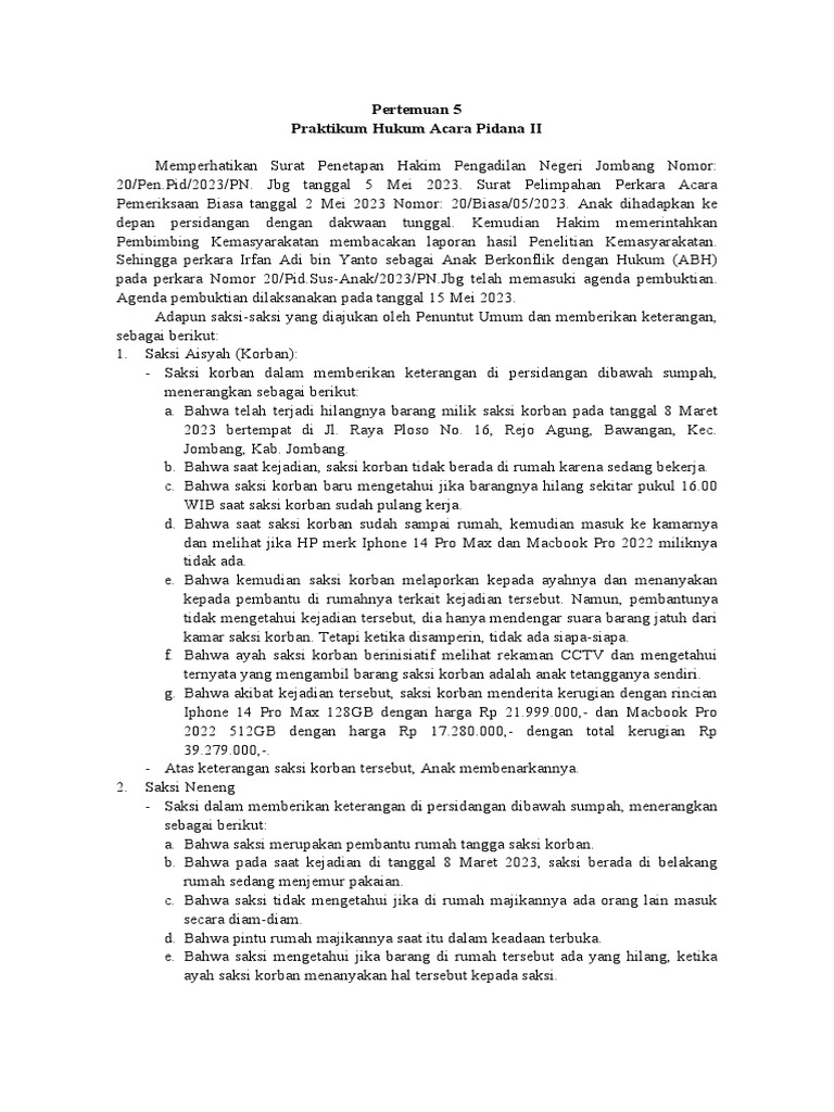 Soal Pertemuan 5 & 6 HAP II | PDF | Hukum