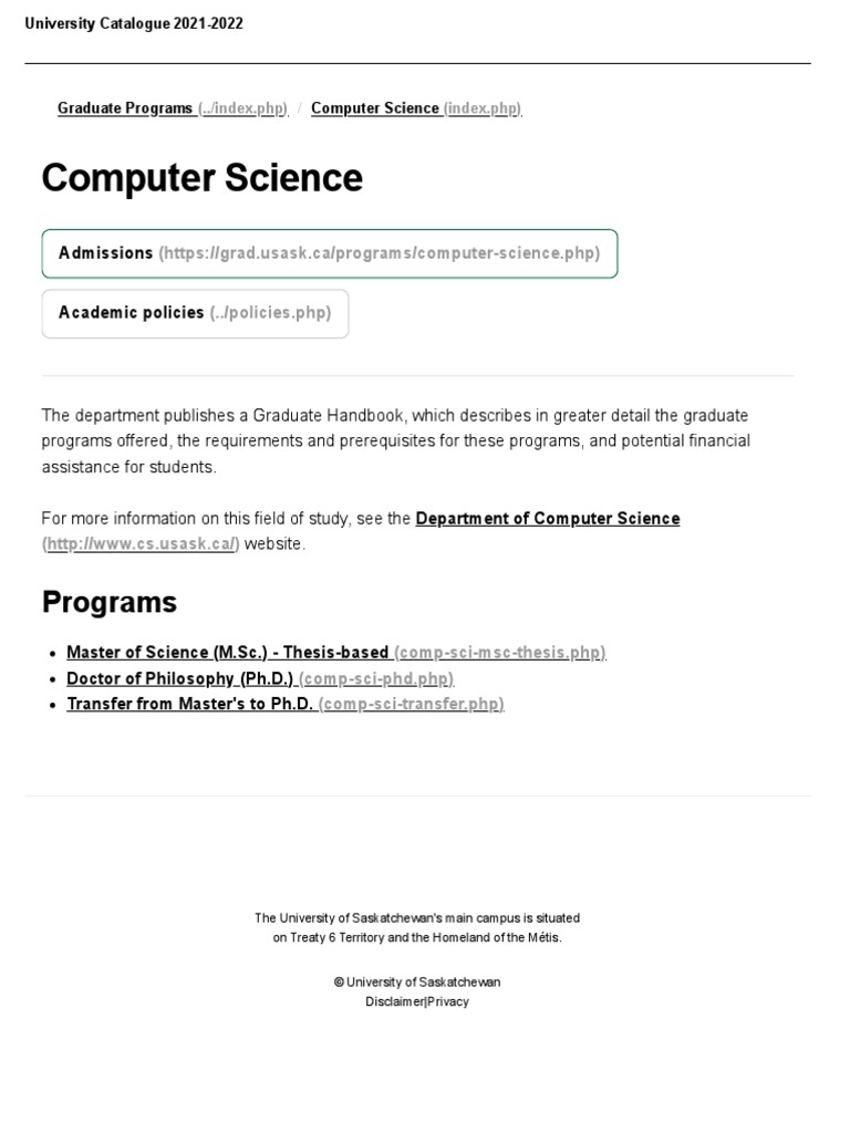 MSc in Computer Science University of Saskatchewan | PDF