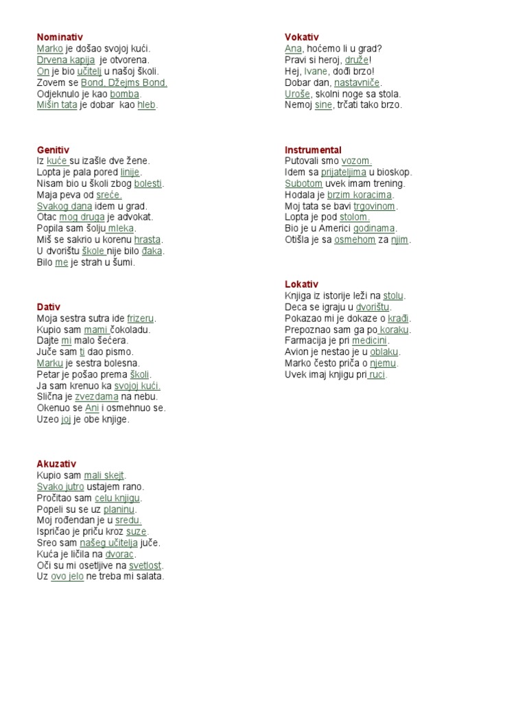 Padezi Primeri | PDF