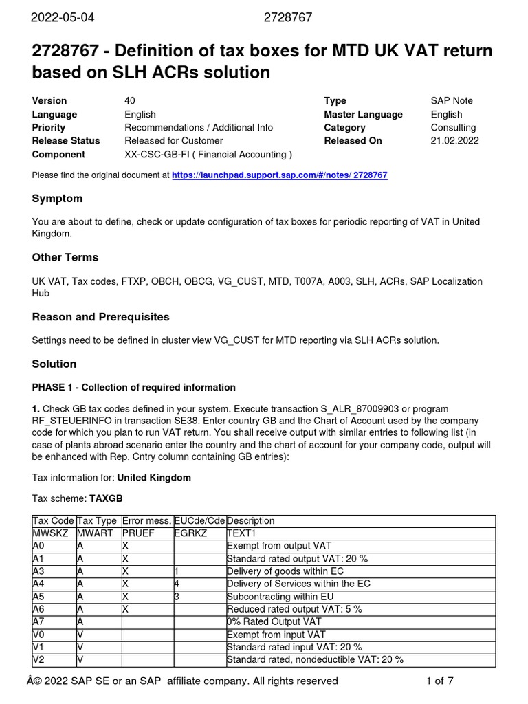 Definition of Tax Boxes For MTD UK VAT | PDF | Value Added Tax | Taxes