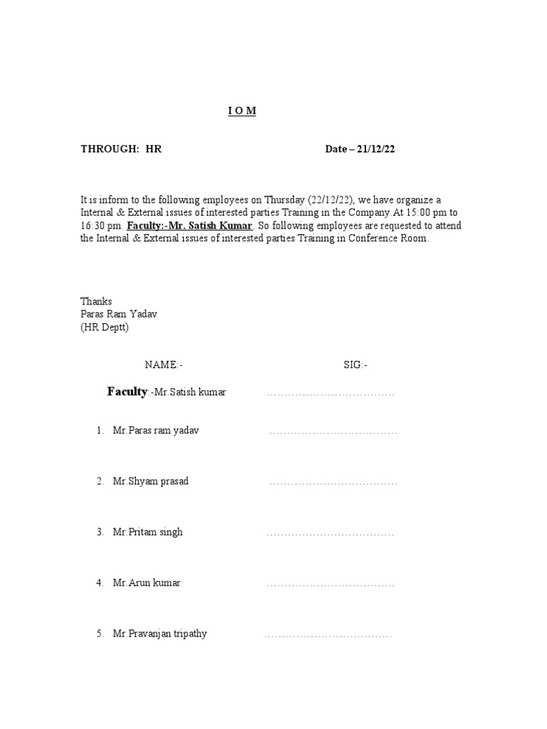 Circular of Internal & External Issues | PDF