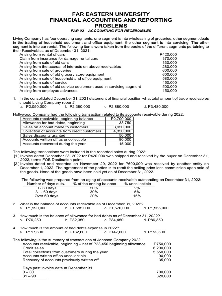 Accounting for Receivables Overview | PDF | Loans | Bad Debt