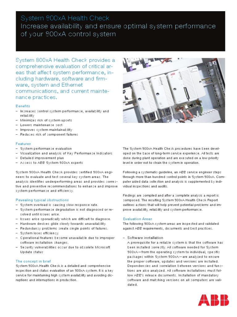 2PAA113554 A System 800xa Health Check - Flyer | PDF | Reliability ...