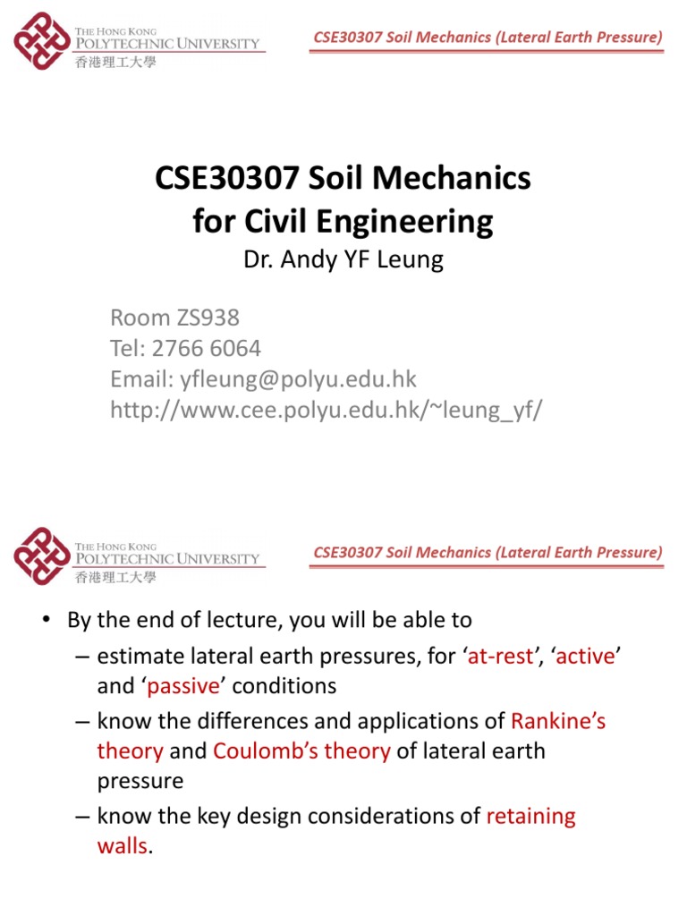 Ch6 LateralEarthPressure | PDF | Continuum Mechanics | Applied And Interdisciplinary Physics